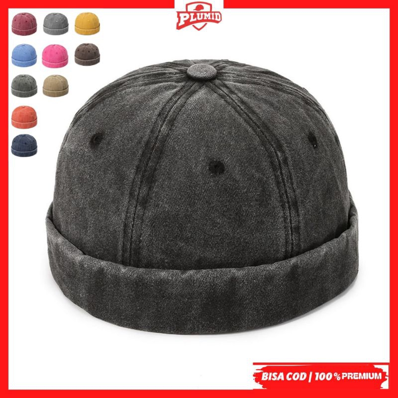 Jual PLUMID - Miki hat jeans premium topi peci motif jeans wash premium ...
