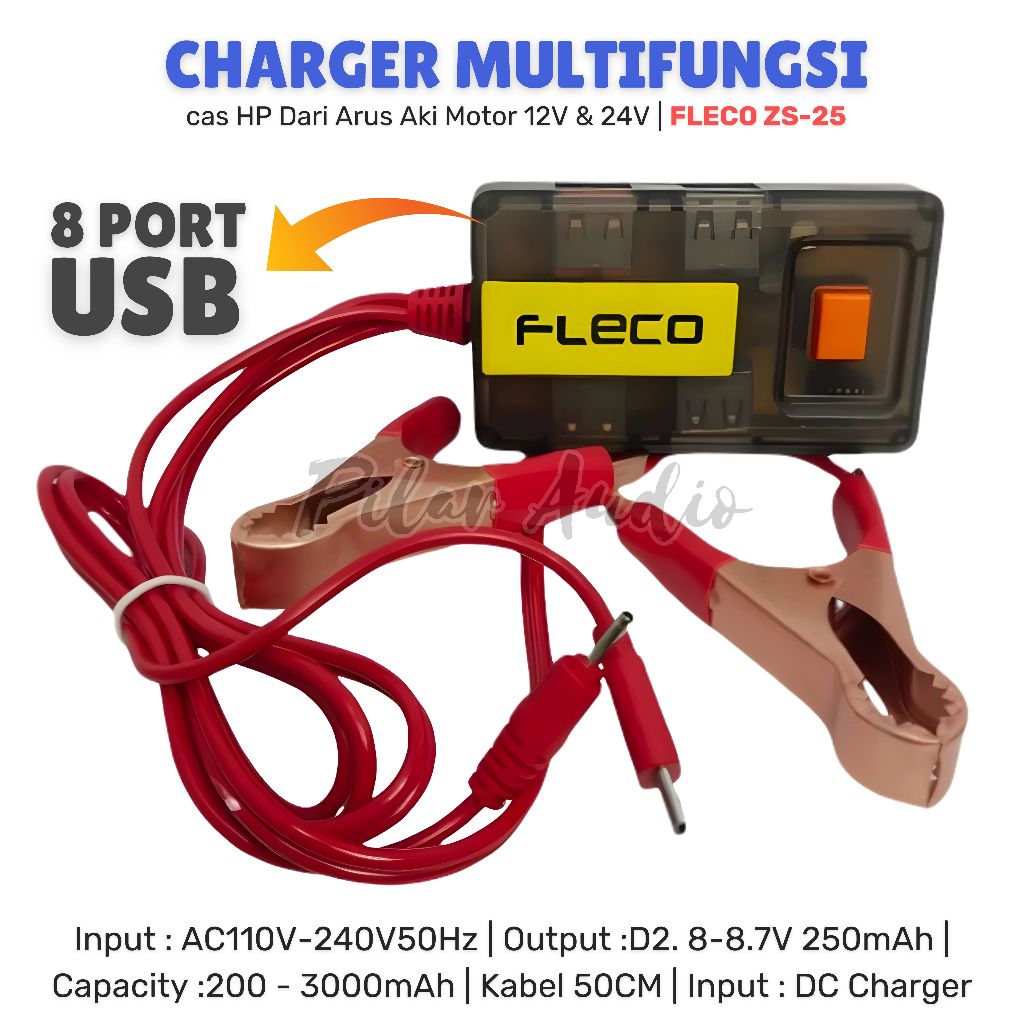 Jual Charger HP Dari Arus Aki Casan HP Dari Aki Motor FLECO ZS-25 ...
