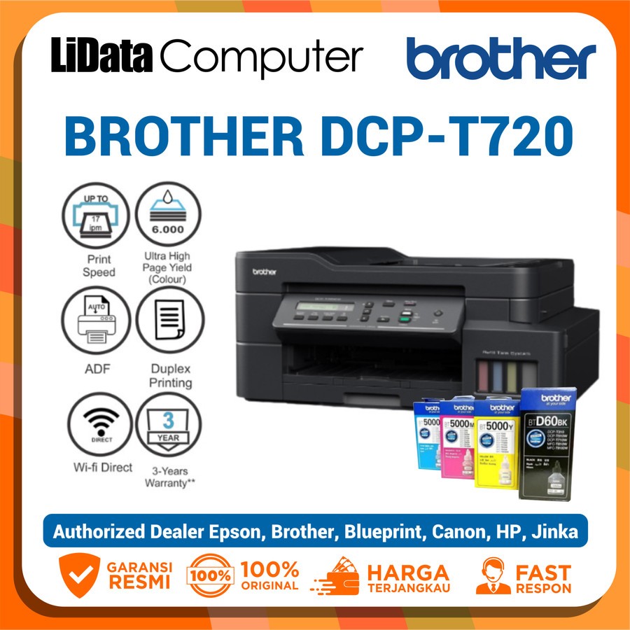 Jual Brother DCP-T720 Duplex Wifi ADF | Brother T720DW | BT- D60BK/BT-5000 | Shopee Indonesia