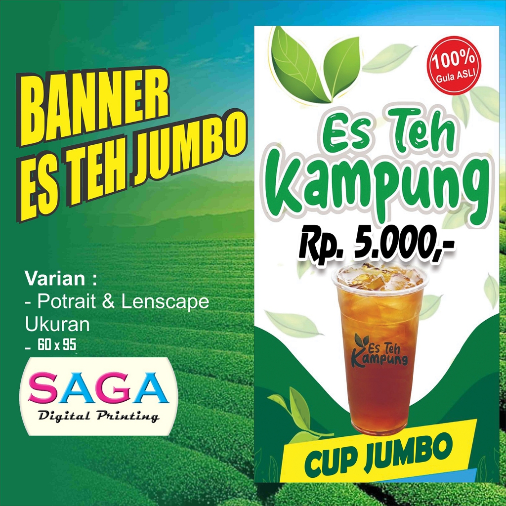 Jual SPANDUK BANNER ES TEH JUMBO 50X100 design C | Shopee Indonesia