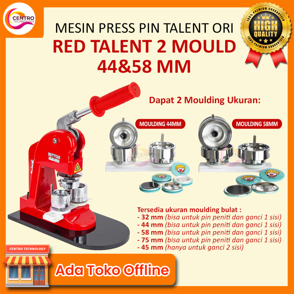 Jual Mesin Press Pin RED Talent Original 2 Moulding Bisa Pilih Ukuran ...