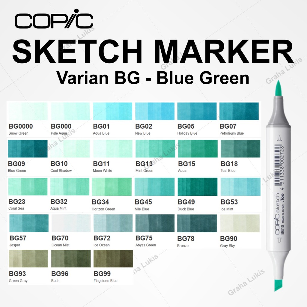 Jual COPIC SKETCH MARKER VARIAN BG - BLUE GREEN | Shopee Indonesia