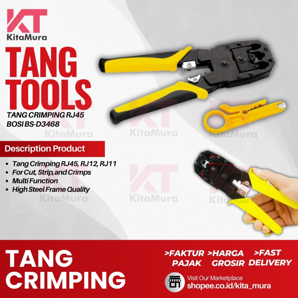 Jual TANG CRIMPING RJ45 RJ11 | CRIMPING TOOLS BOSI | CRIMPING LAN RJ45 ...
