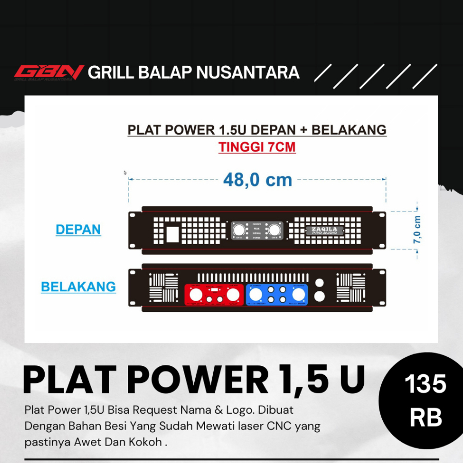 Jual PLAT POWER 1,5U 2CH CUSTOM NAMA | Shopee Indonesia