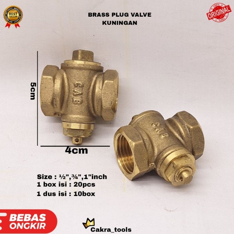 Jual BRASS PLUG VALVE KUNINGAN / STOP KRAN KUNINGAN 1/2",3/4"1"INCH ...