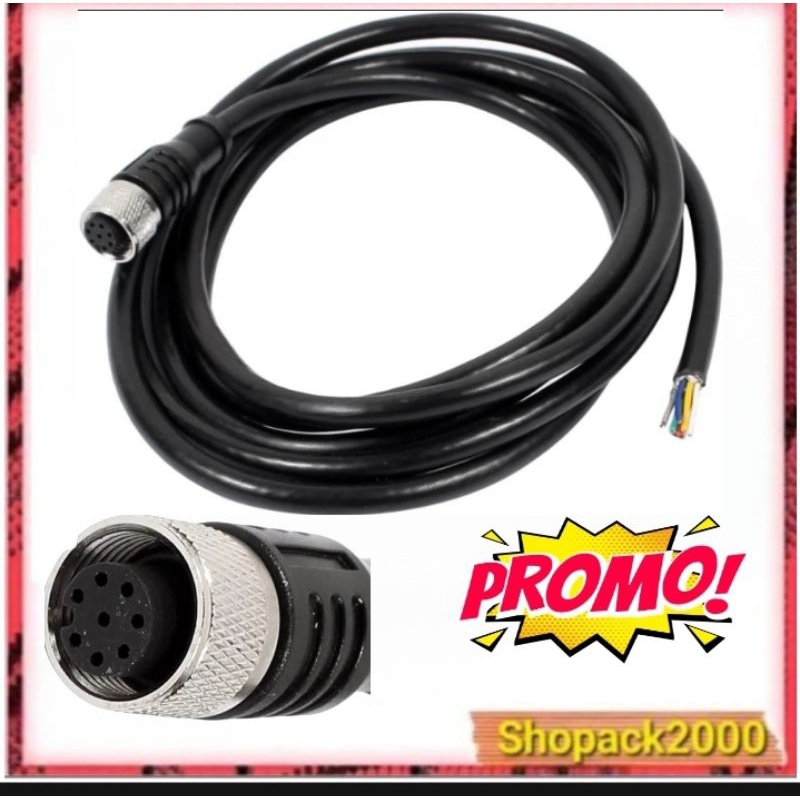 Jual Cable M12 8 Pin Female Cable 24AWG A Code - 2 METER | Shopee Indonesia
