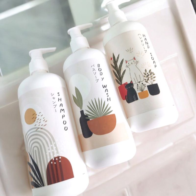 Jual Botol sabun cair aesthetic pump estetik 500ml refill body wash ...