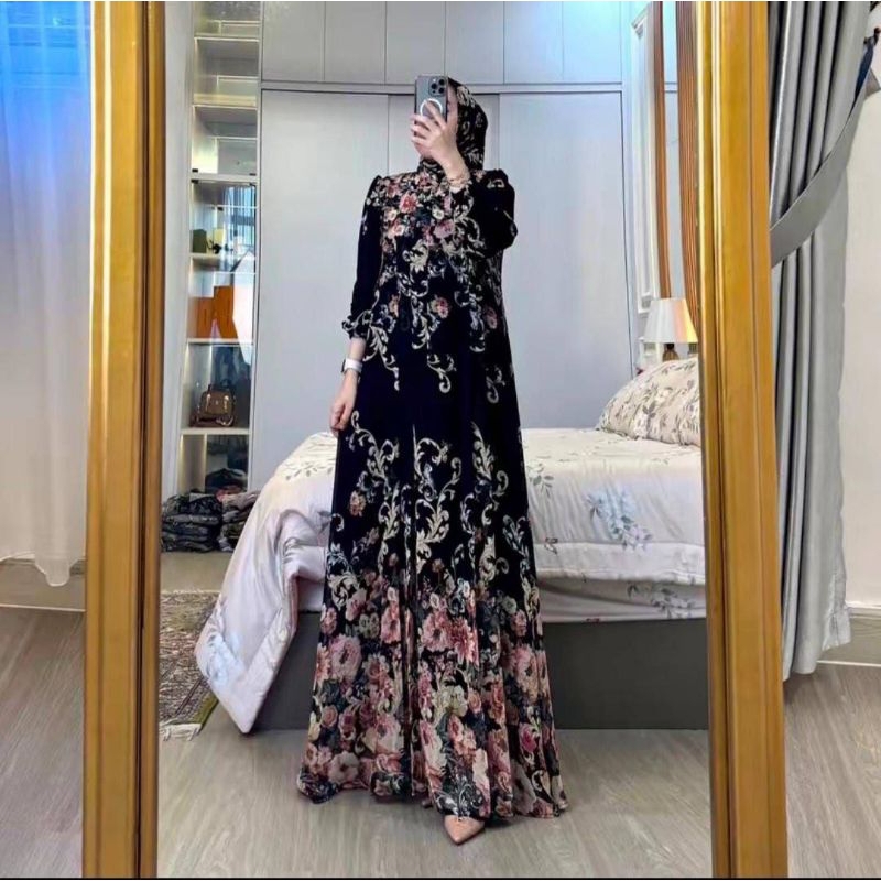 Jual NEW SET GAMIS MUSLIMAH.SET HIJAB DRESS BUNGA.GAMIS TERBARU 2024 ...