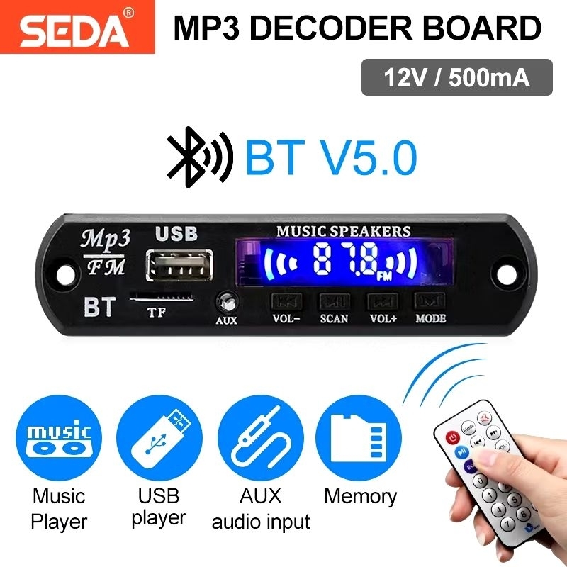 Jual KIT MODUL BLUETOOTH MP3 USB AUX FM RADIO 12 VOL ORIGINAL VTF-108 ...