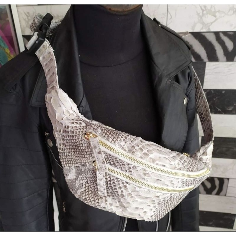 Jual Tas Kulit ular Waist Bag Original phyton | Shopee Indonesia