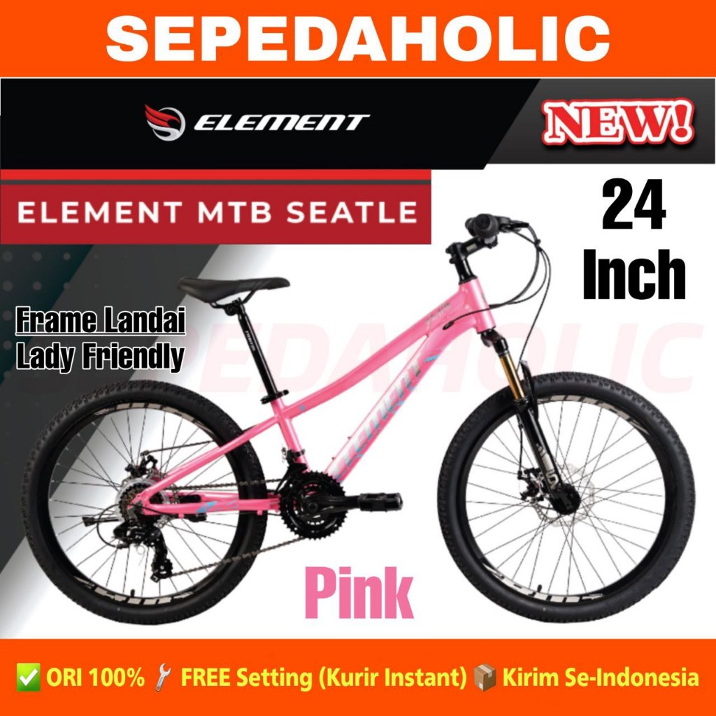 Jual Sepeda Gunung MTB ELEMENT SEATLE Ukuran 24 Inch Alloy Lady Friendly Frame Landai | Shopee ...