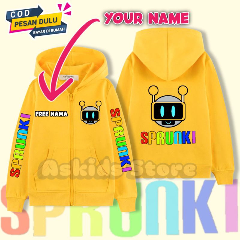 Jual Jacket Sweater Zipper Anak Karakter Sprunki Fun Bot Anak Kekinian ...