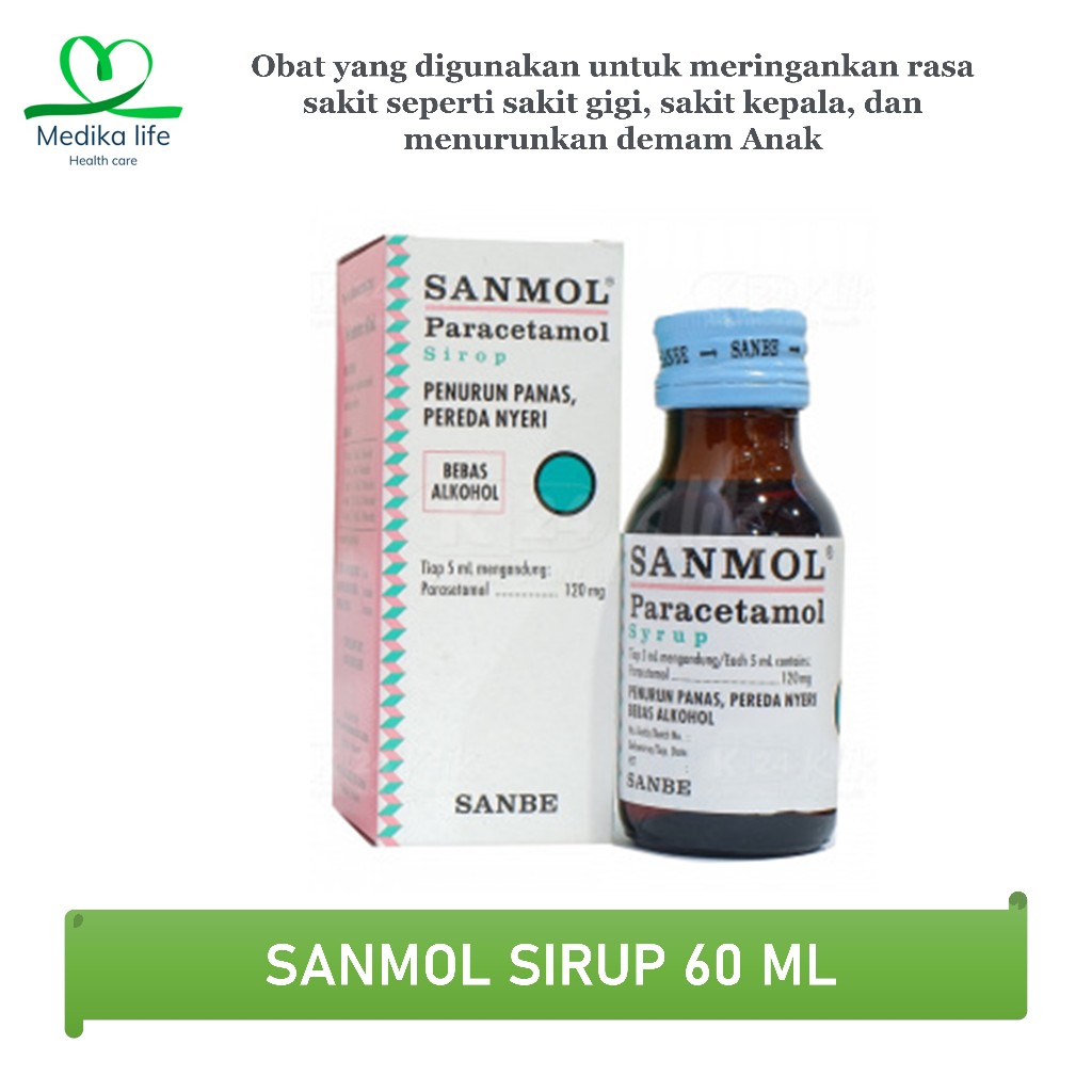 Jual SANMOL PARACETAMOL SYRUP SIRUP 60 ML Pereda Demam, Penurun Panas Anak,Sakit gigi | Shopee ...
