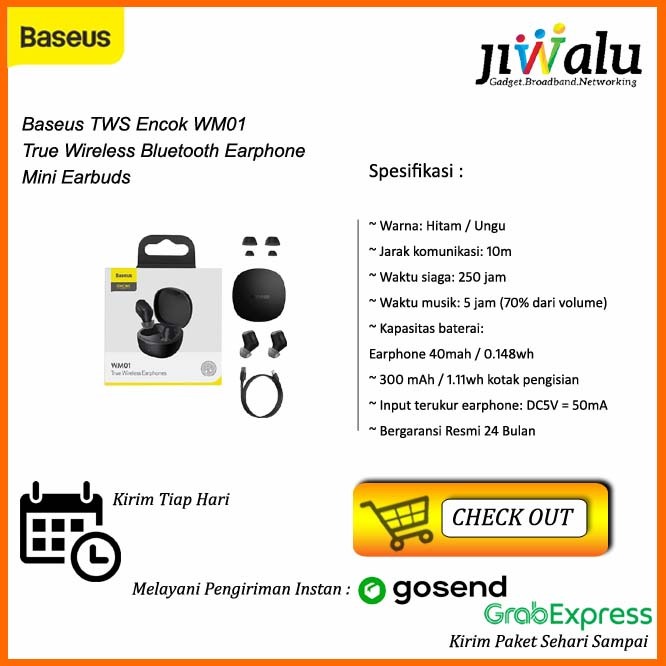 Jual Baseus TWS Encok WM01 True Wireless Bluetooth Earphone Mini ...