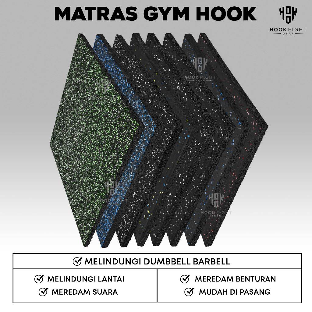 Jual Matras Gym Karet 1.5cm - 2cm (50x50) Hook Karpet Fitness Rubber ...