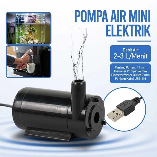 Jual Pompa Celup USB DC 6V Pompa Air Mini Akuarium Micro Brushless ...