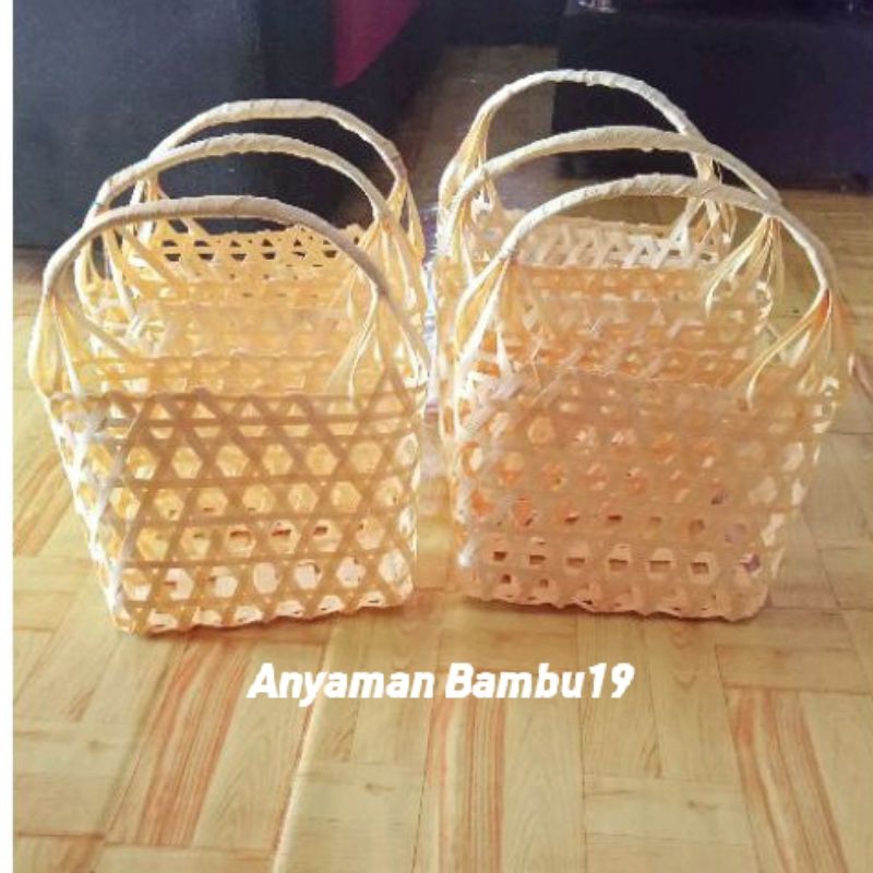 Jual Hemat Isi 10 pcs|| Anyaman Bambu Termurah Keranjang Serbaguna Tas Hampers Keranjang Parcel ...