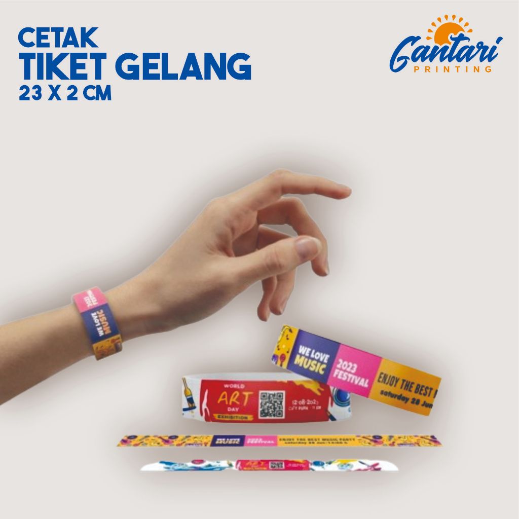 Jual Cetak Tiket Gelang, Gelang Konser Bahan Kertas Art Carton / Print ...