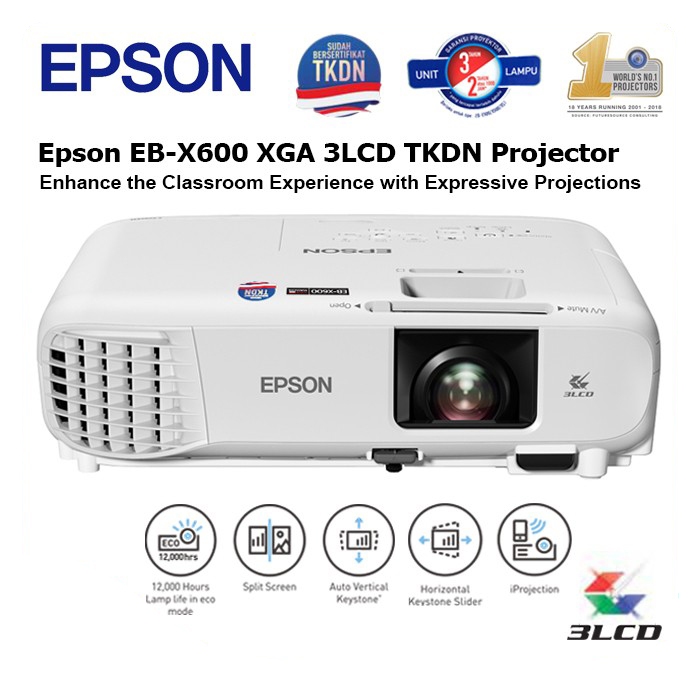 Jual Epson Proyektor / Projector EB-X600 XGA 3LCD 3600 Lumens | Shopee Indonesia