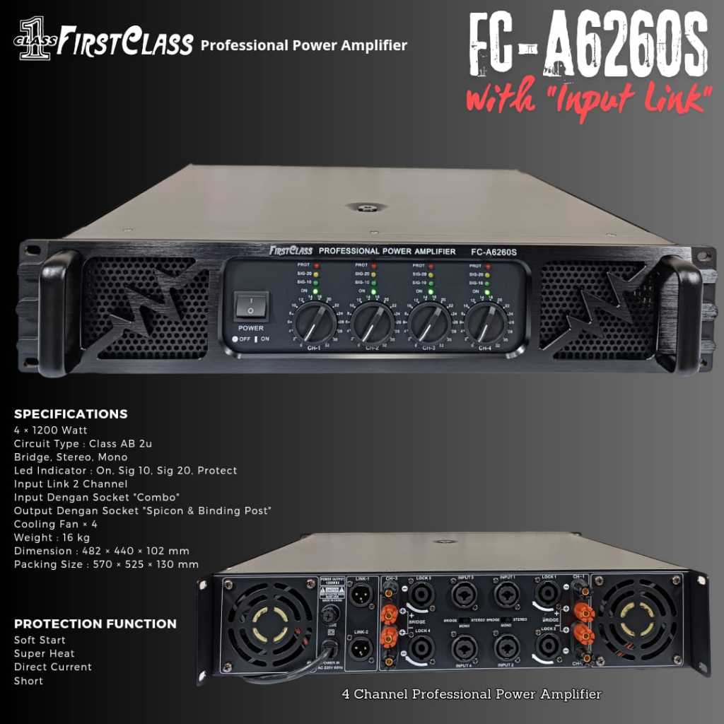 Jual Power Amplifier FirstClass A6260S FIRST CLASS FC-A6260S 4x1200W ...