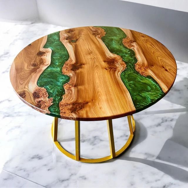 Jual meja resin minimalis/meja ruang tamu/meja kayu kombinasi resin ...