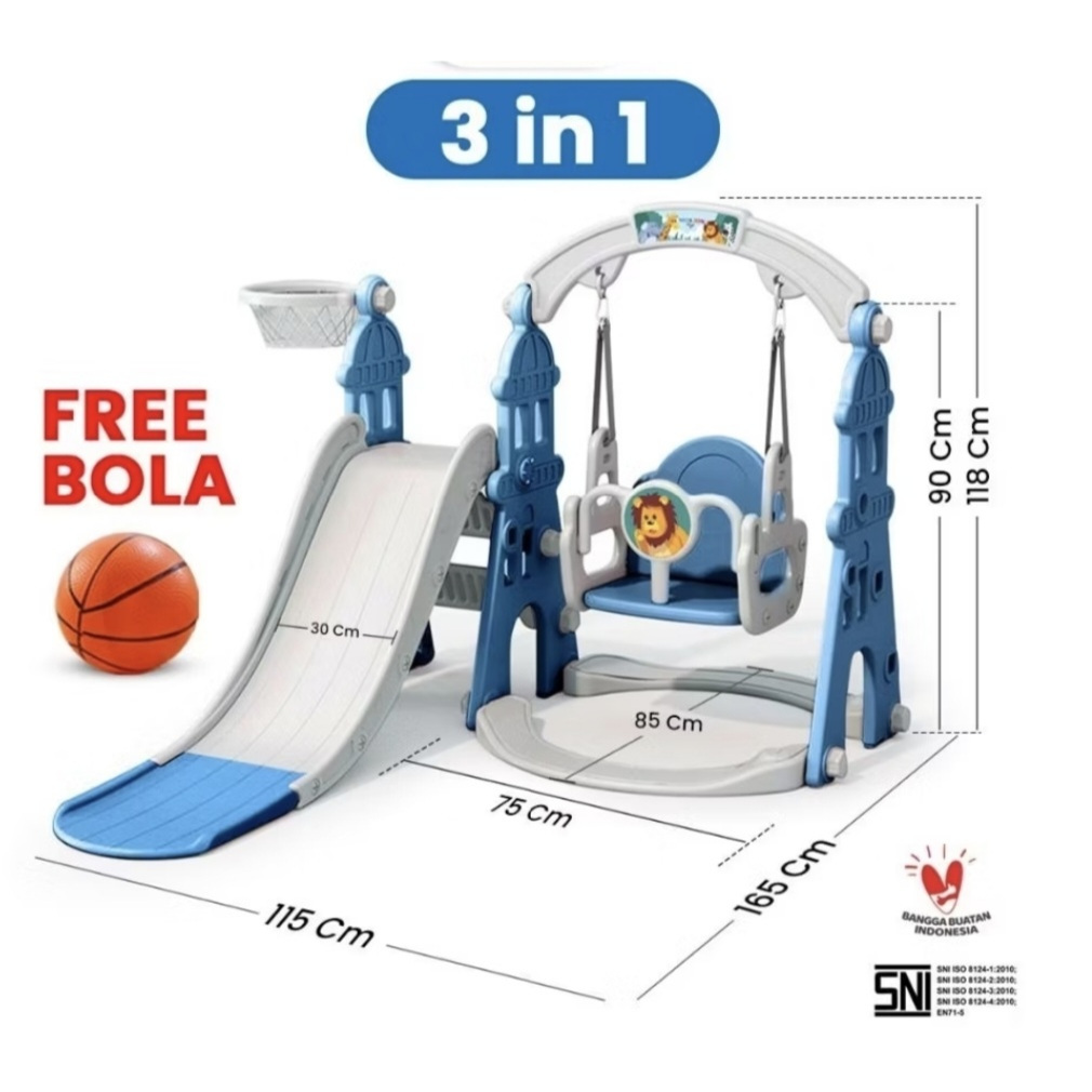 Jual Perosotan Anak / Slide 3in1 + Ayunan Anak + Ring Basket Speeds 001 ...