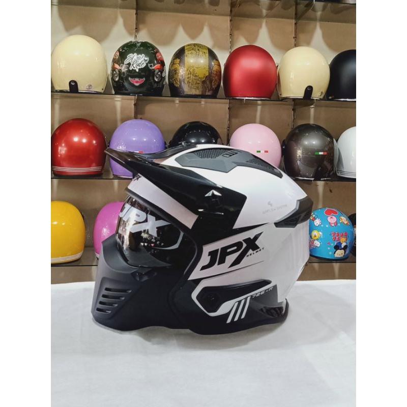 Jual JPX MX 726 R Helm Full Face warna Prearl White Glossy Black SNI ...
