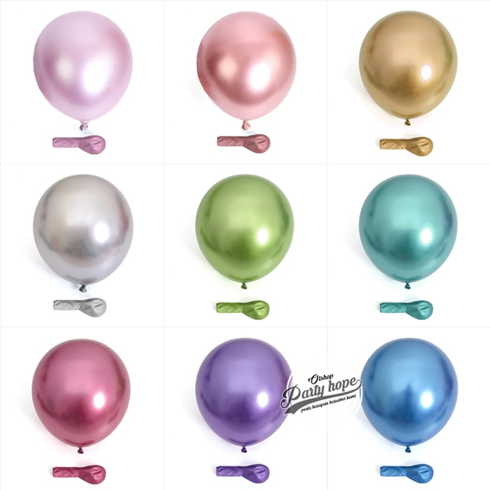 Jual Balon chrome isi 50 12 inch / Balon Latex Metalik Chrome / Metalic ...