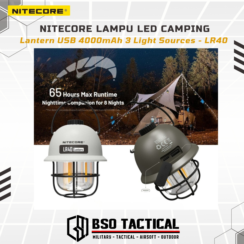 Jual Nitecore LR40 Lampu LED Camping Lantern USB 4000mah 3 Light ...