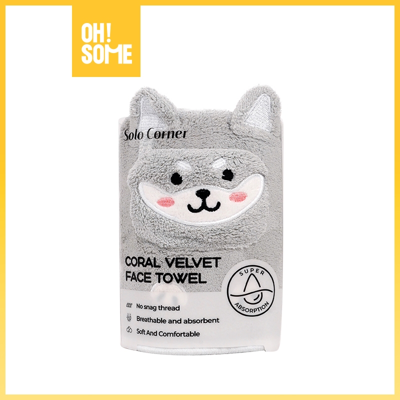 Jual OHSOME - Solo Corner Cora Velvet Face Towel Handuk Muka Animal ...