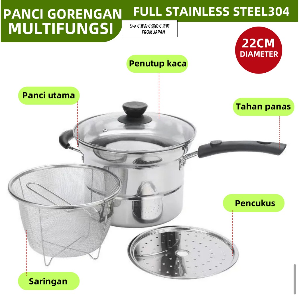 Jual SUPER HEMAT⚡PANCI 3 IN 1/COOKING POT 3 IN 1/DEEP FRYER/PANCI KUKUS ...