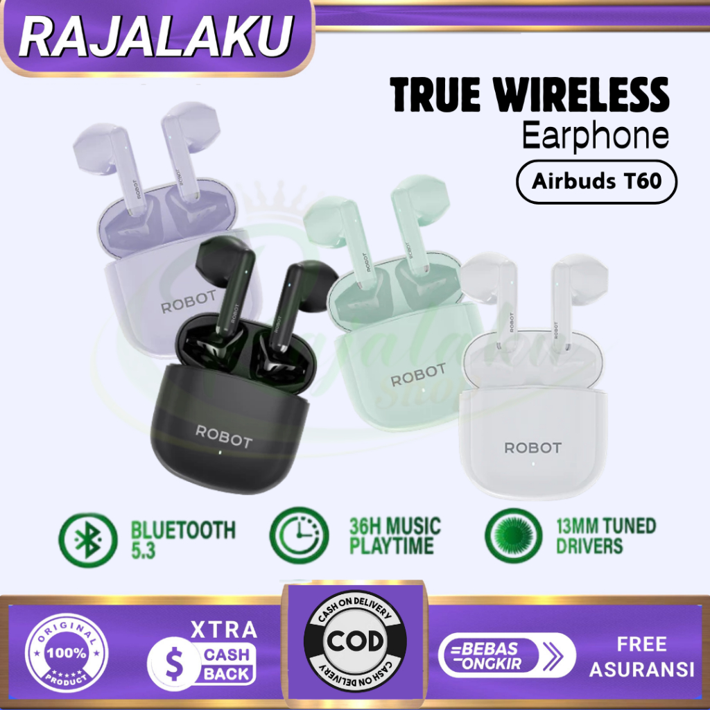 Jual HANDSFREE ROBOT RE20 WIRED | TWS Flybuds T10S | TWS Airbuds T60 In ...