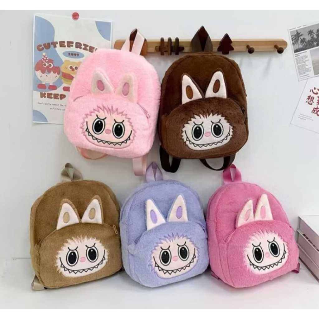 Jual Tas Ransel Bulu Karakter Anak Perempuan LABUBU Bags Tas Sekolah Anak Boneka labubu viral ...