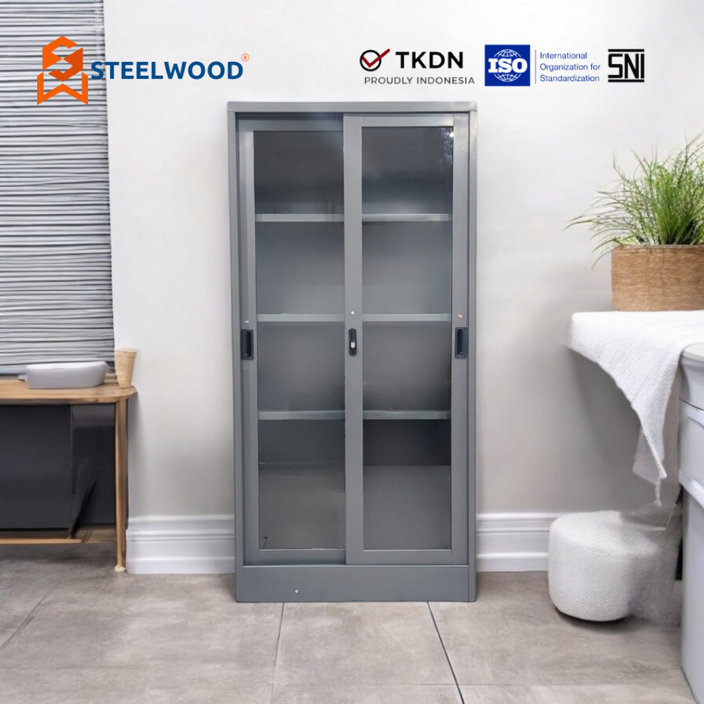 Jual STEELWOOD || ALMARI SLIDING KACA/LEMARI ARSIP BERKAS/LEMARI PLAT ...