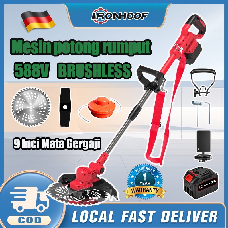 Jual 588V Mesin potong rumput 9 inci cordless mesin pemotong rumput ...