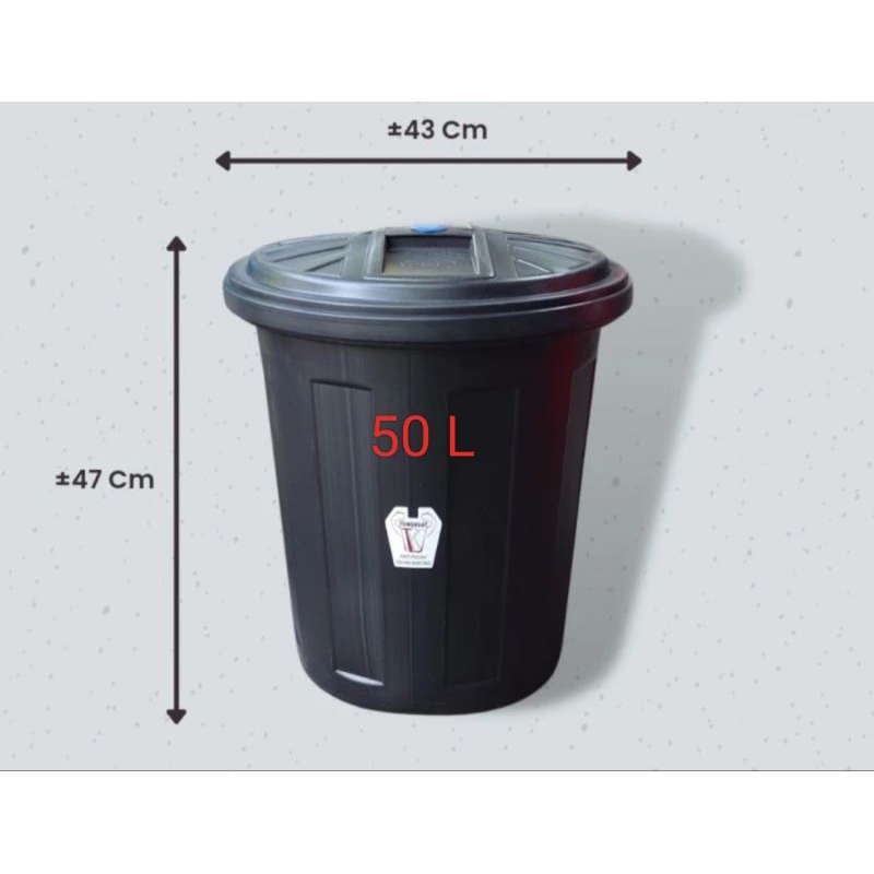 Jual Tong Sampah Tempat Sampah Tong Kuat Hitam 50L | Shopee Indonesia