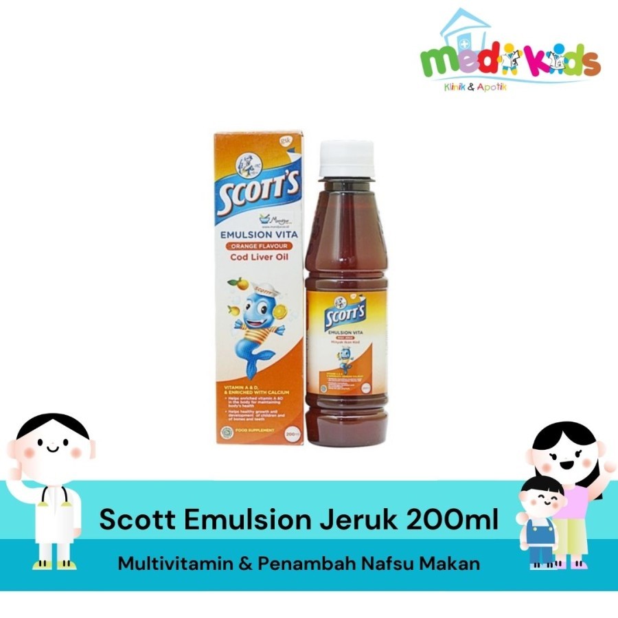 Jual Scott Emulsion Jeruk 200ml Scott's Emulsion Jeruk 200 ml | Shopee ...