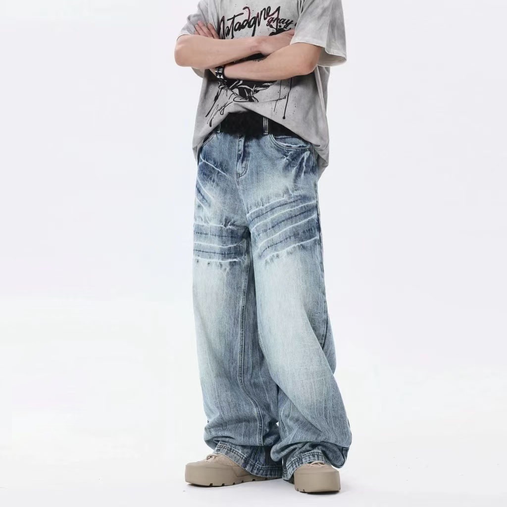 Jual celana jeans pria panjang Jalan retro Amerika street style cutbray ...