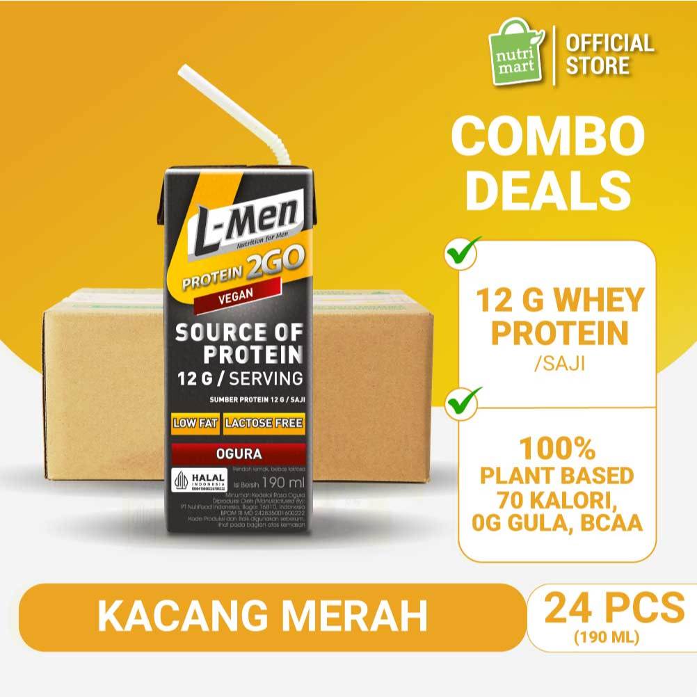 Jual L-Men UHT Plant Protein 2 GO Ogura - Kacang Merah 190ml (24 pcs) 12gr Protein & 1,6g BCAA ...