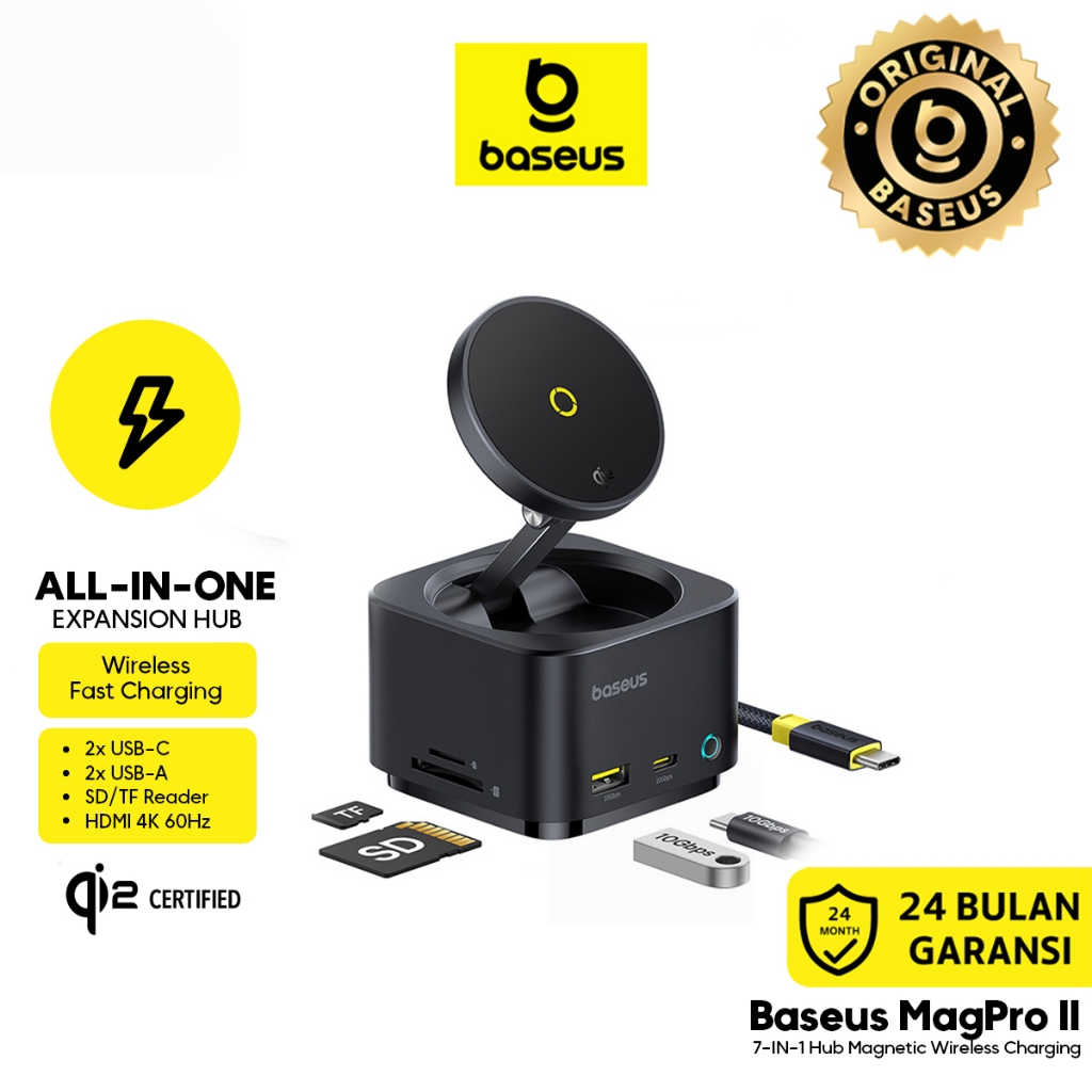 Jual Baseus MagPro Series II 7-in-1 HUB Magnetic Wireless Charging 15W ...