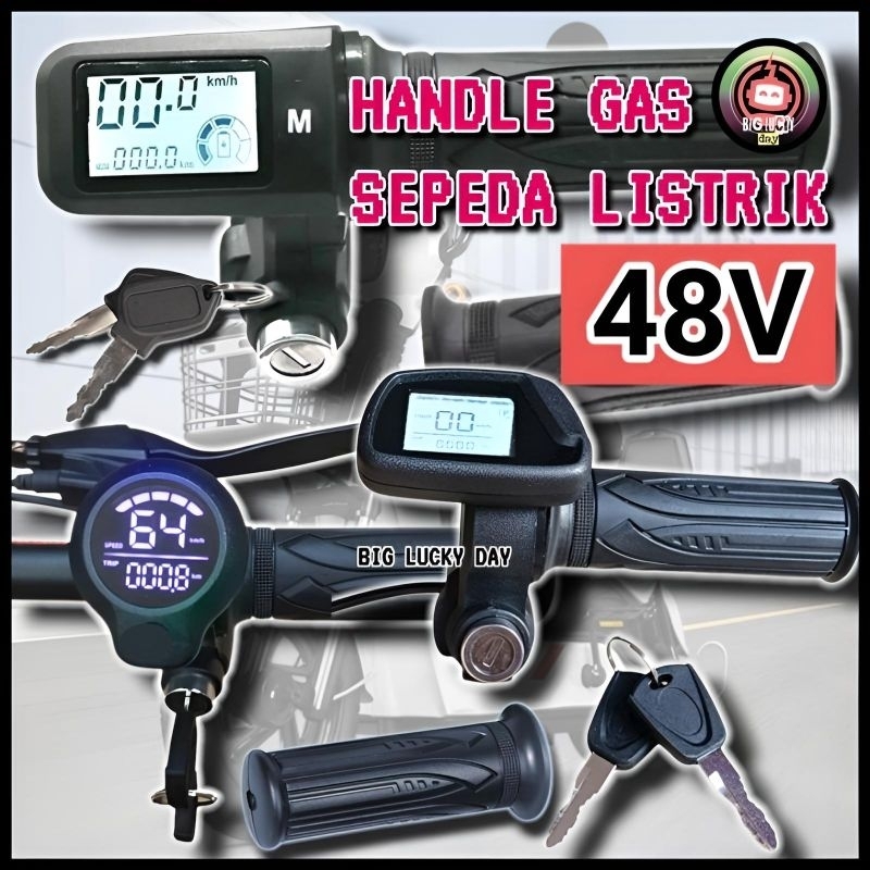 Jual HANDLE GAS SEPEDA LISTRIK UNIVERSAL 48V GRIP HITAM LAYAR LCD ...