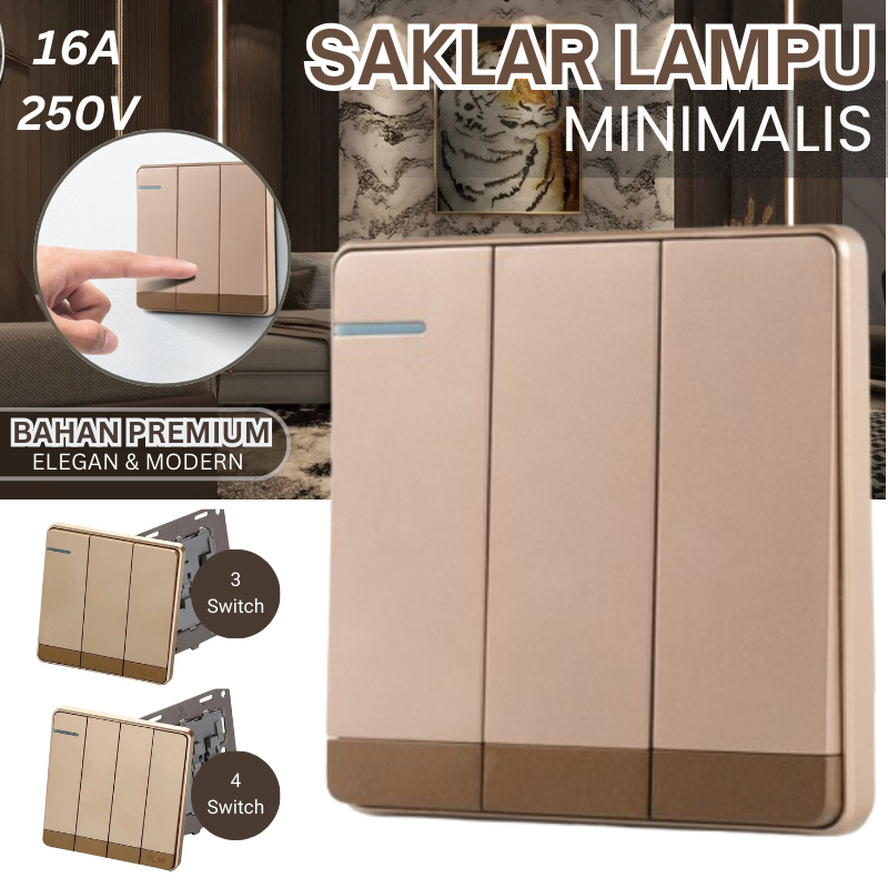 Jual Saklar Lampu Minimalis 86 Switch 3 4 Cetekan Tombol On Off Listrik ...