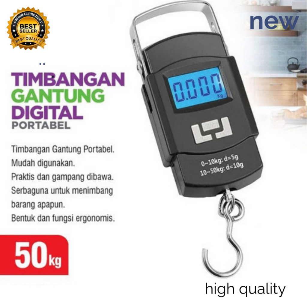 Jual Timbangan Gantung 50 kg Digital Scale Barang Koper Barang Tas ...