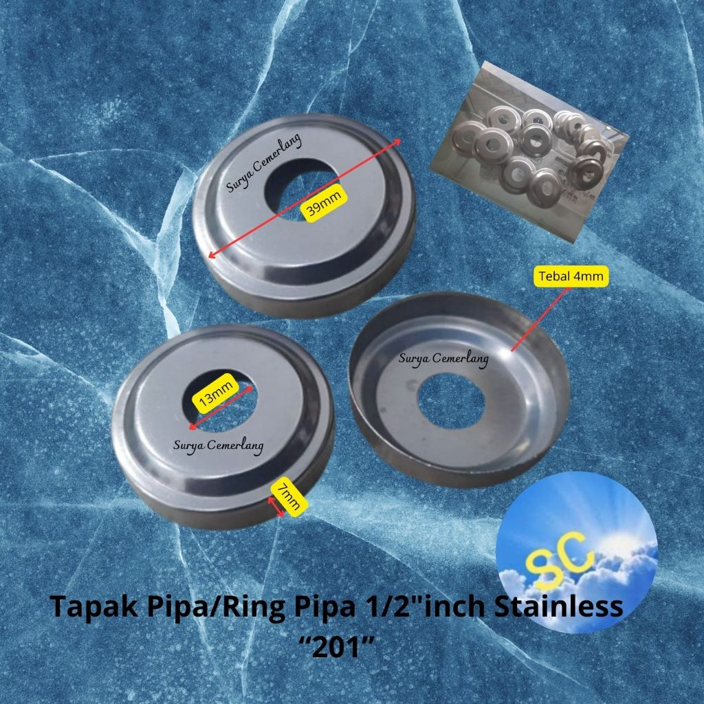 Jual Tapak pipa Ring pipa 1/2"inch stainless Steel Tangga 1/2" inch ...