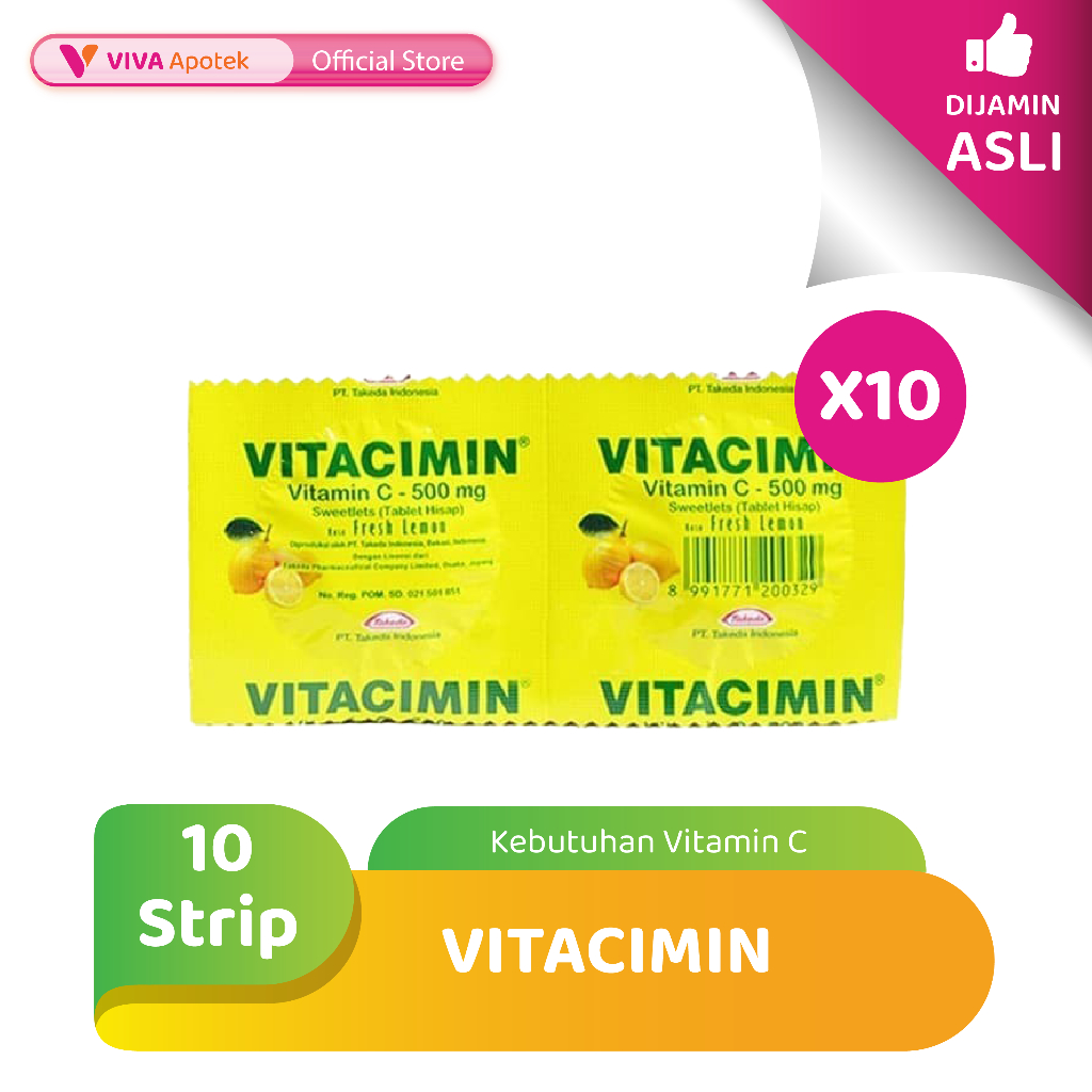 Jual Vitacimin untuk Kebutuhan Vitamin C (Pack - 10 Strip) | Shopee ...
