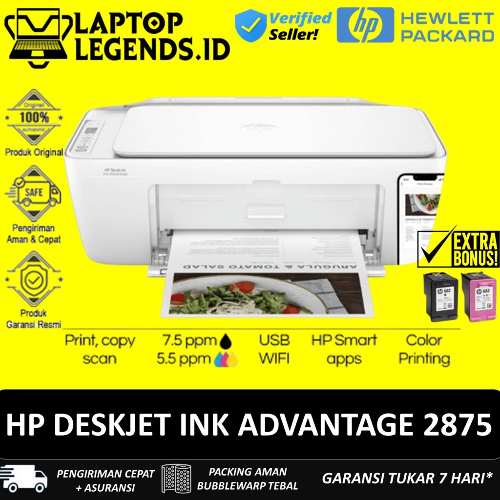 Jual HP DESKJET INK ADVANTAGE 2875 ALL IN ONE PRINTER WIRELESS - GARANSI 1 TAHUN | Shopee Indonesia