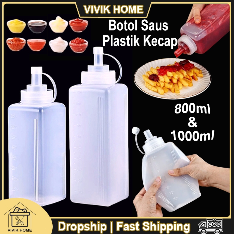 Jual Botol Saus 1000/800ML Botol Sauce Mayonnaise Kecap Cuka Dengan ...