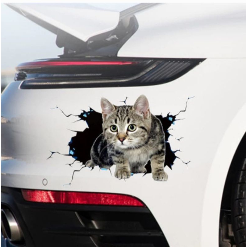 Jual stiker kucing lucu 3D, stiker print cutting, anti air dan panas ...