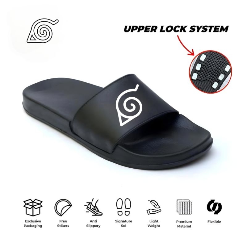 Jual Sandal Pria Kekinian Sandal Wanita Unisex Slide Hitam Motif ...