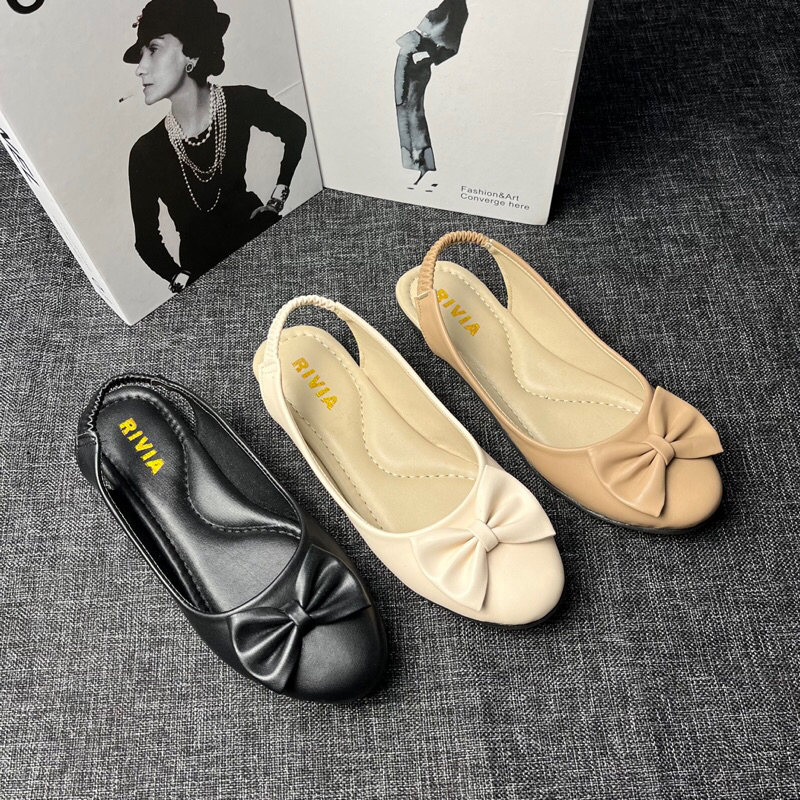 Jual Sepatu Balet Wanita Flatshoes Casual Pita Kupu Tali Karet Bahan ...